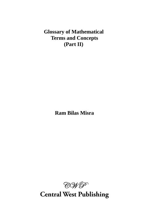 Pdf Glossary Of Mathematical Terms And Concepts Part 2