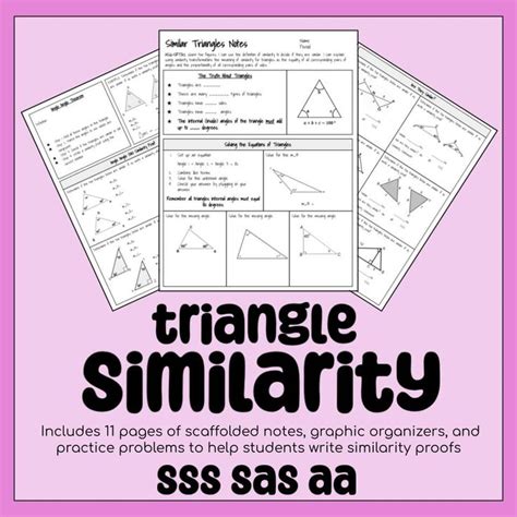 Triangle Similarity Aa Sas Sss Scaffolded Notes And Problems