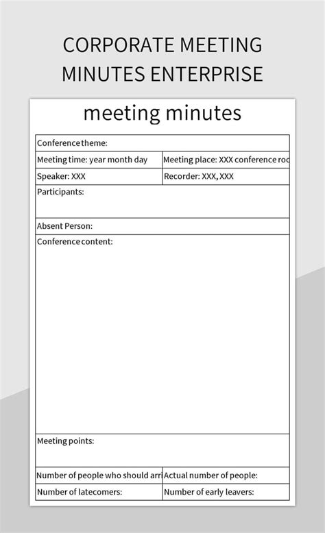 Free Meeting Minutes Templates For Google Sheets And Microsoft Excel Slidesdocs