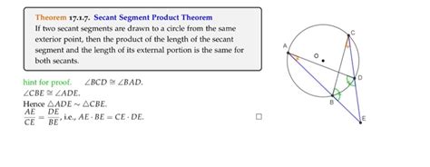 Solved Theorem 17.1.7. Secant Segment Product Theorem If two | Chegg.com