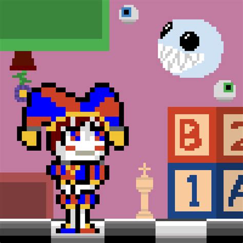 Pomni And Bubble Pixel Art
