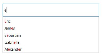 Highlighting Matched Text In WPF Autocomplete Control Syncfusion