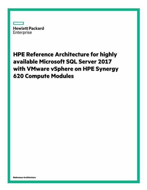 Hpe Reference Architecture For Highly Available Microsoft Sql Server