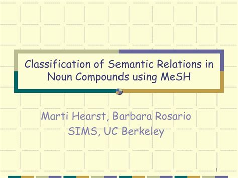 Ppt Classification Of Semantic Relations In Noun Compounds Using Mesh
