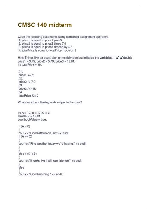 CMSC Midterm Questions And Answers A Solution Guide CMSC Stuvia US