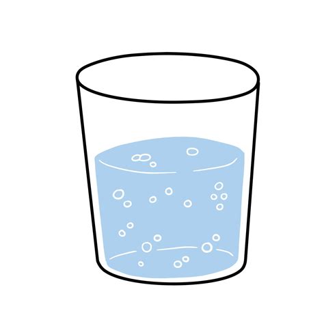 Glass Of Water Blue Liquid Cup Refreshing Drink Doodle Outline