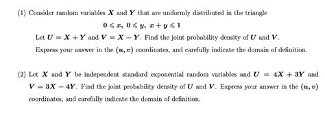 Solved 1 Consider Random Variables X And Y That Are