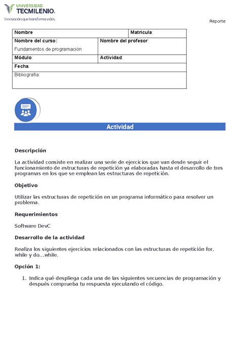 Actividad 3 Progrmacion Nombre Matrícula Nombre Del Curso