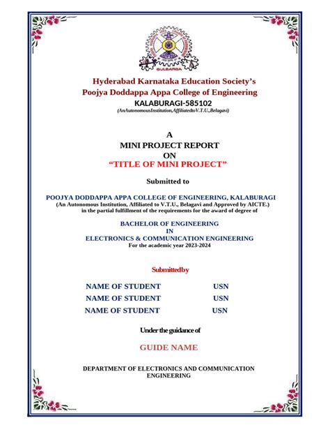 Mini Project Report Format Pdf