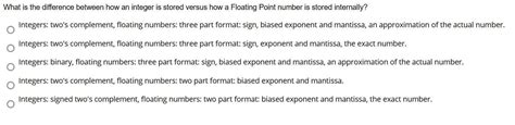 Solved What Is The Difference Between How An Integer Is Chegg Com