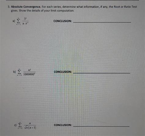 Solved 3 Absolute Convergence For Each Series Determine