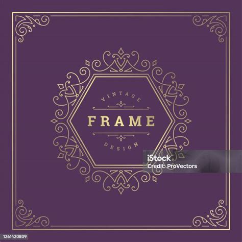 빈티지 번성 장식 소용돌이 라인 프레임 템플릿 벡터 일러스트 0명에 대한 스톡 벡터 아트 및 기타 이미지 0명 결혼식 고풍스런 Istock
