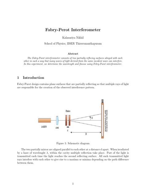 Fabry Perot Interferometer Nikhil Pdf Materials Science