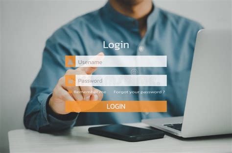 Man Using Laptop Computer And Sign Up Or Log In Username Password