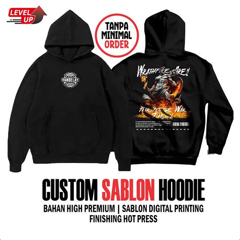 Hoodie Custom Sablon Desain Sendiri Cetak Satuan And Grosir Levelupprinting Garment Id