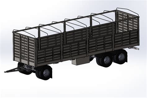 Acoplado 6轮挂车拖车模型3d图纸 Solidworks设计 Keryi