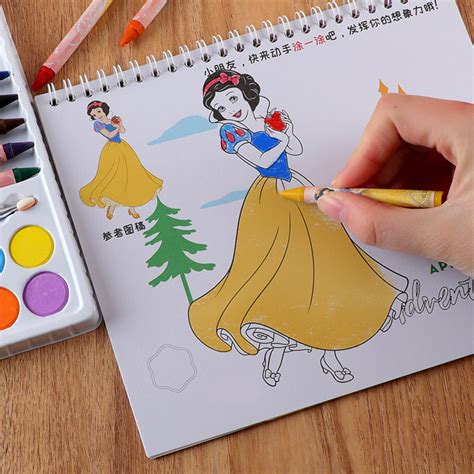 公主涂色画本绘画册爱莎白雪卡通画画本女儿童手绘涂鸦百变化妆画 虎窝淘