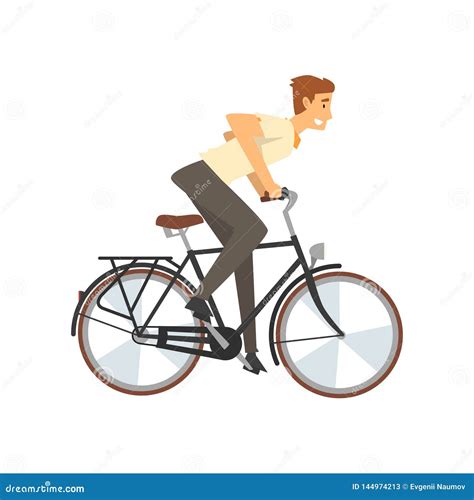 Mann Reitfahrrad Schnell Männlicher Radfahrer Charakter Auf Fahrrad