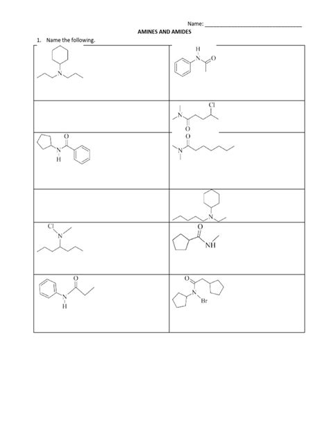 Amines And Amides Worksheet Pdf