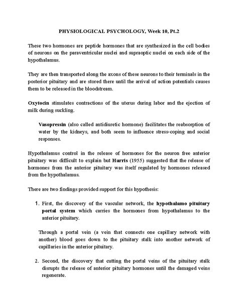Physiological Psychology Week 10 Pt Physiological Psychology Week