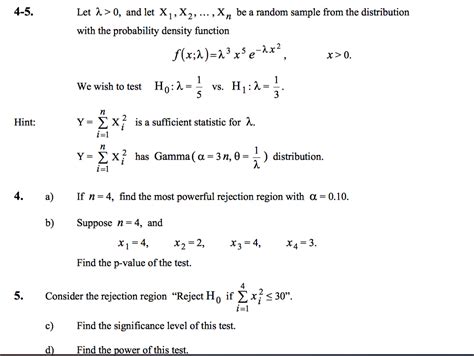 solved 4 5 let 0 and let x1 x2 x be a random sample