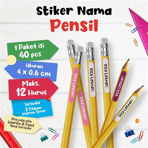Jual Stiker Label Nama Untuk Pensil Waterproof Shopee Indonesia