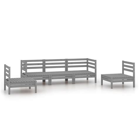 Vidaxl Gartenlounge Set 5 Tlg Garten Lounge Set Grau Kiefer Massivholz