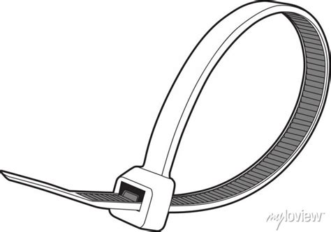 Professional Vector Illustration Of A Cable Tie Line Drawing • Wall