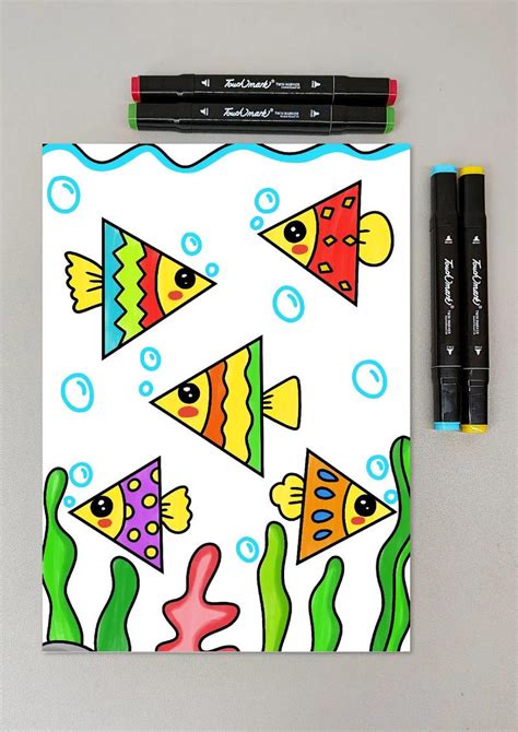 浮出水面呼吸的鱼儿的简笔画简单（高清12张） 简笔画图片大全