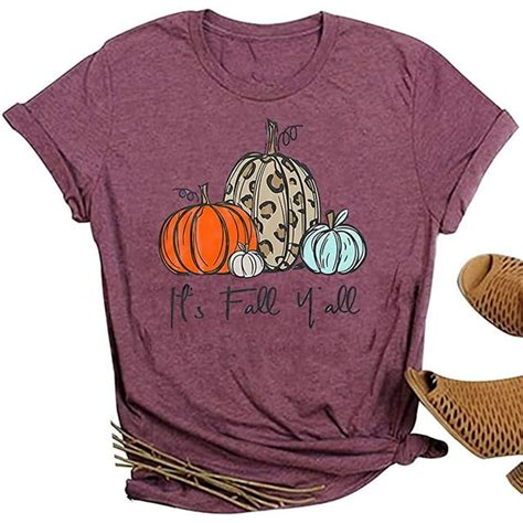 Womens Funny Leopard Pumpkin Shirts Short Sleeve Halloween Thanksgiving