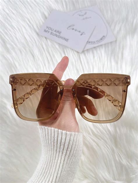 Square Frame Tinted Lens Boho Style Fashion Glasses Uv Protection