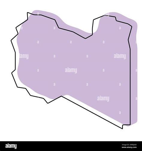 Libya Country Simplified Map Violet Silhouette With Thin Black Smooth