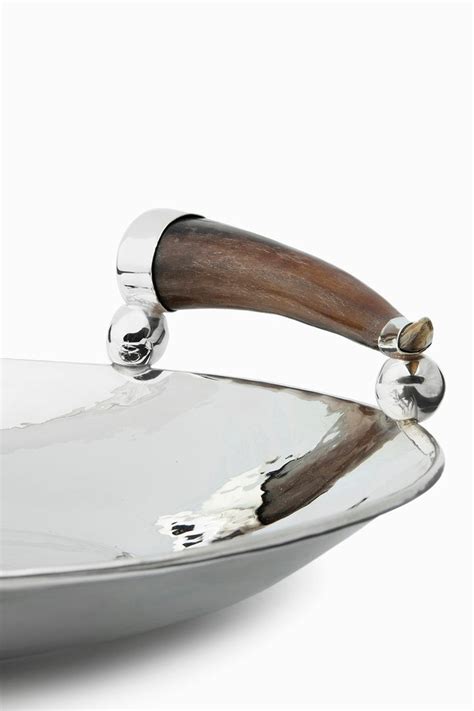 Olivos Round Tray Brown Horn Polished Silver Gaucho Buenos Aires