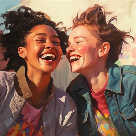 Premium Photo Capture The Laughter And Joy Of Friendship In An Artwork