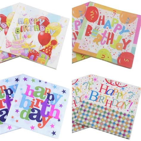 Badu Bg 20 бр Опаковка 33x33 см за еднократна употреба Деца Честит рожден ден Печатна маса