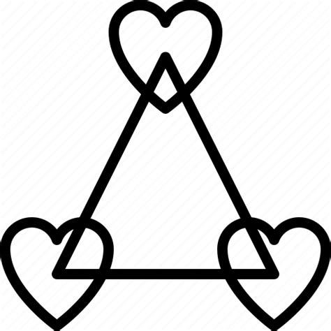 Love Triangle Heart Romance Valentine Kiss Icon Download On