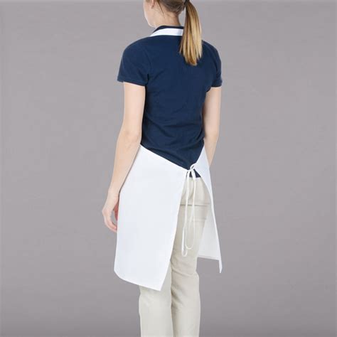 Chef Revival White Poly Cotton Customizable Bib Apron With 1 Pocket