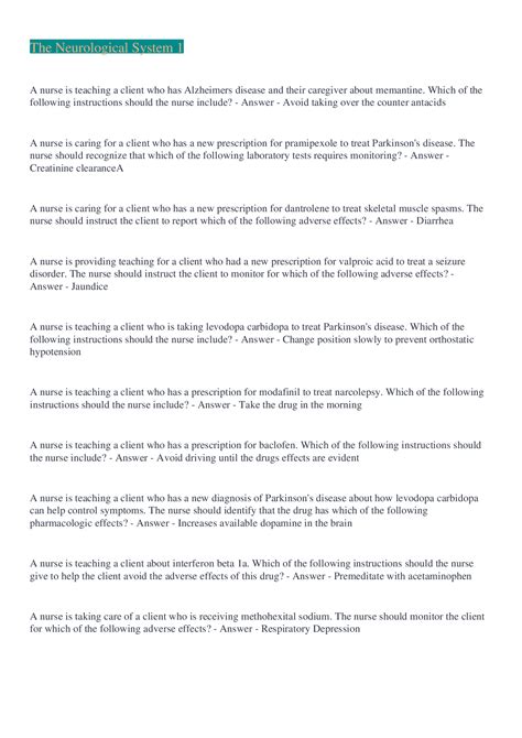 The Neurological System 1 Questions And Answers 2022 2023 Scholarfriends