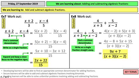 Algebraic Fractions Collection Bundle Teaching Resources