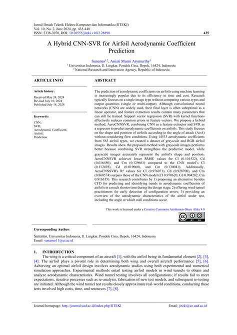 Pdf A Hybrid Cnn Svr For Airfoil Aerodynamic Coefficient Prediction