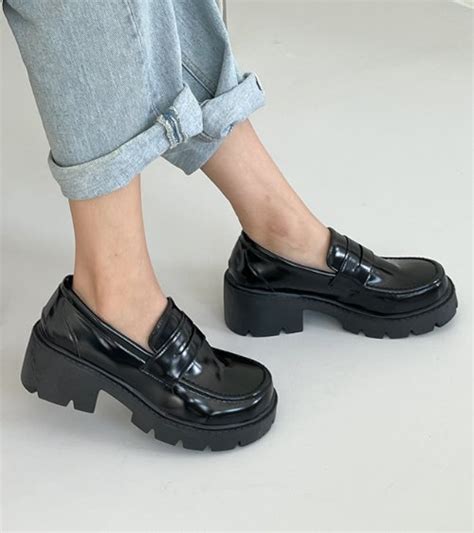 파라노말샵 비비 에나멜 통굽 로퍼굽65cm 데일리 로퍼