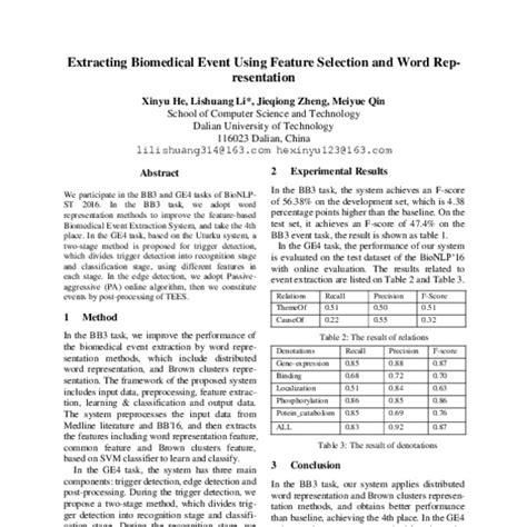 Extracting Biomedical Event Using Feature Selection And Word
