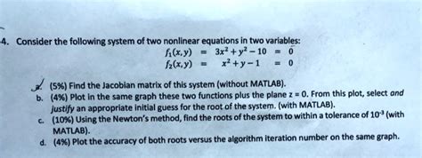 Solved Consider The Following System Of Two Nonlinear Equations In Two