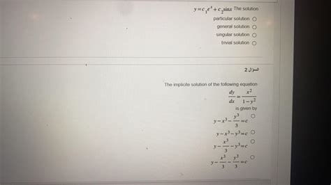 Solved y c e cysinx The solution с particular solution O Chegg com