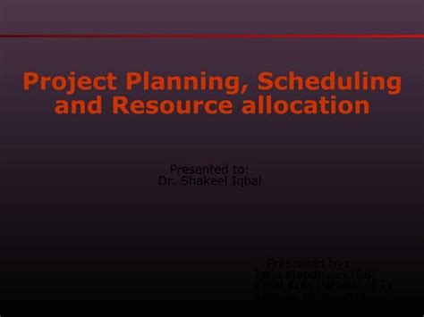 Project Planning And Scheduling Ppt Business Business And Finance