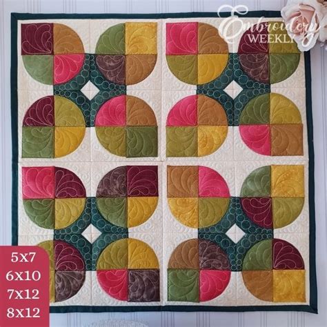 Drunkards Path Flower Quilted Block