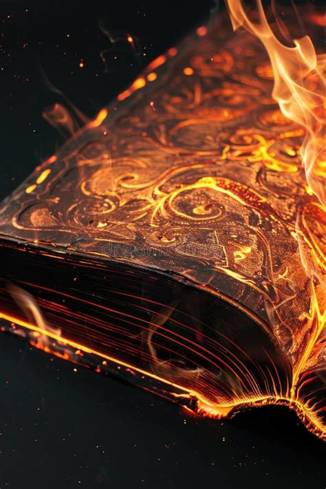 An Open Book With Flames Burning At The Top Stock Image Image Of Book