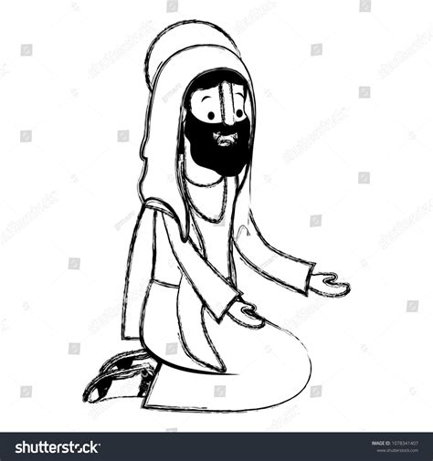 Apostle Jesus On Knees Praying Character Stock Vector Royalty Free
