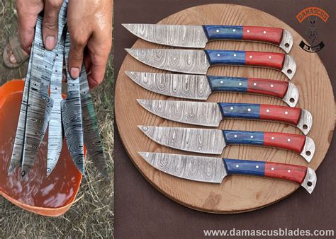 Handmade Steak Knives Set Forged Damascus Steel Steak Knives