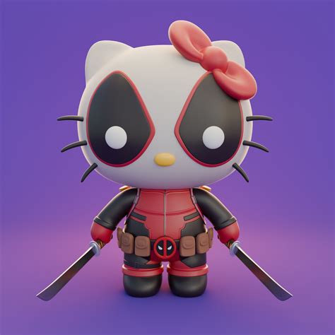 👋 Hello Kitty Deadpool・ Stl File For 3d Printing・cults